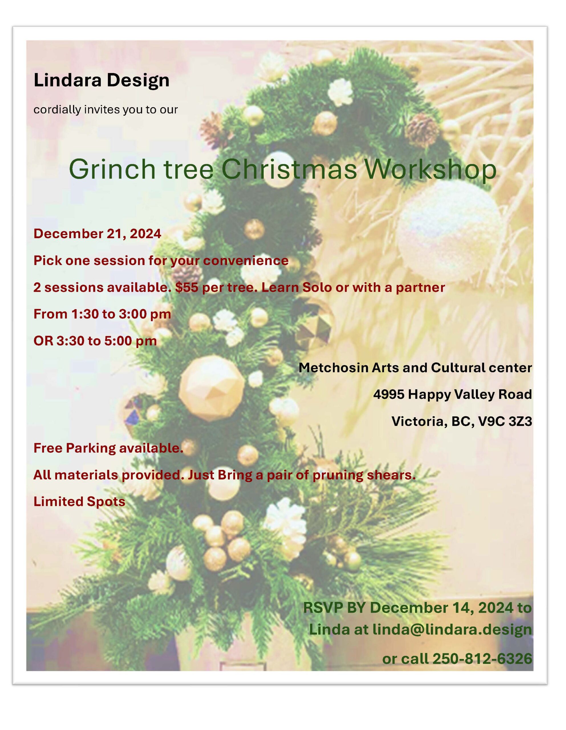 Christmas Grinch Tree Workshop - Metchosin Arts & Cultural Centre ...